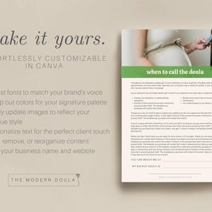 When to Call the Doula Handout, Birth Doula Client Handout, Doula Forms ...