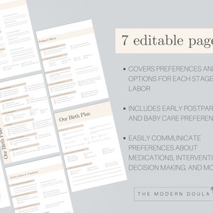 Labor and Birth Preferences, Birth Plan Template, Editable Birth Plan ...