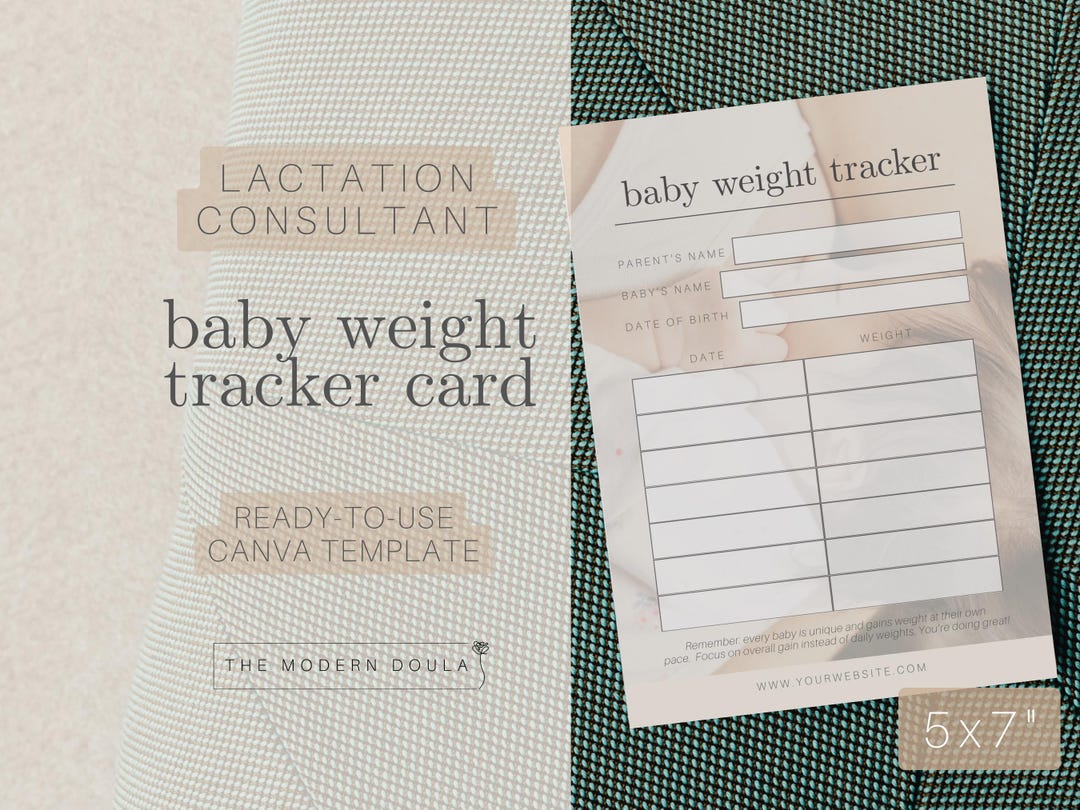 Baby Weight Tracker Card, Lactation Consultant Client Handouts, 5x7 ...
