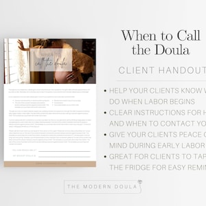 When to Call the Doula Handout, Birth Doula Client Handout, Doula Forms ...