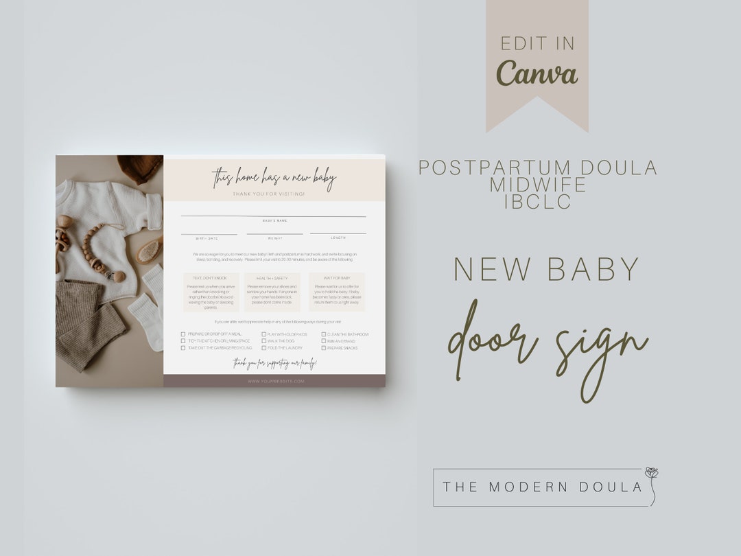New Baby Door Sign Template Postpartum Visiting Guidelines - Etsy