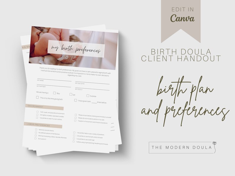 Birth Preferences Birth Plan Template Printable Birth Plan - Etsy