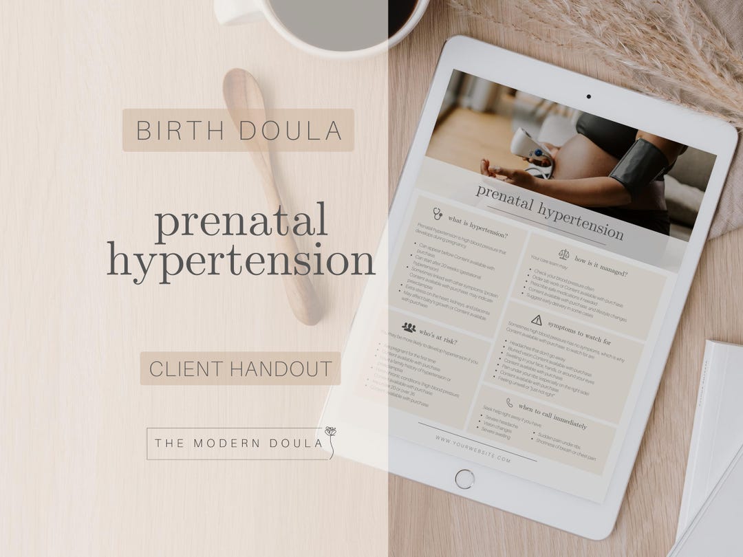 Prenatal Hypertension Handout, Birth Doula Client Handout, Doula Forms ...