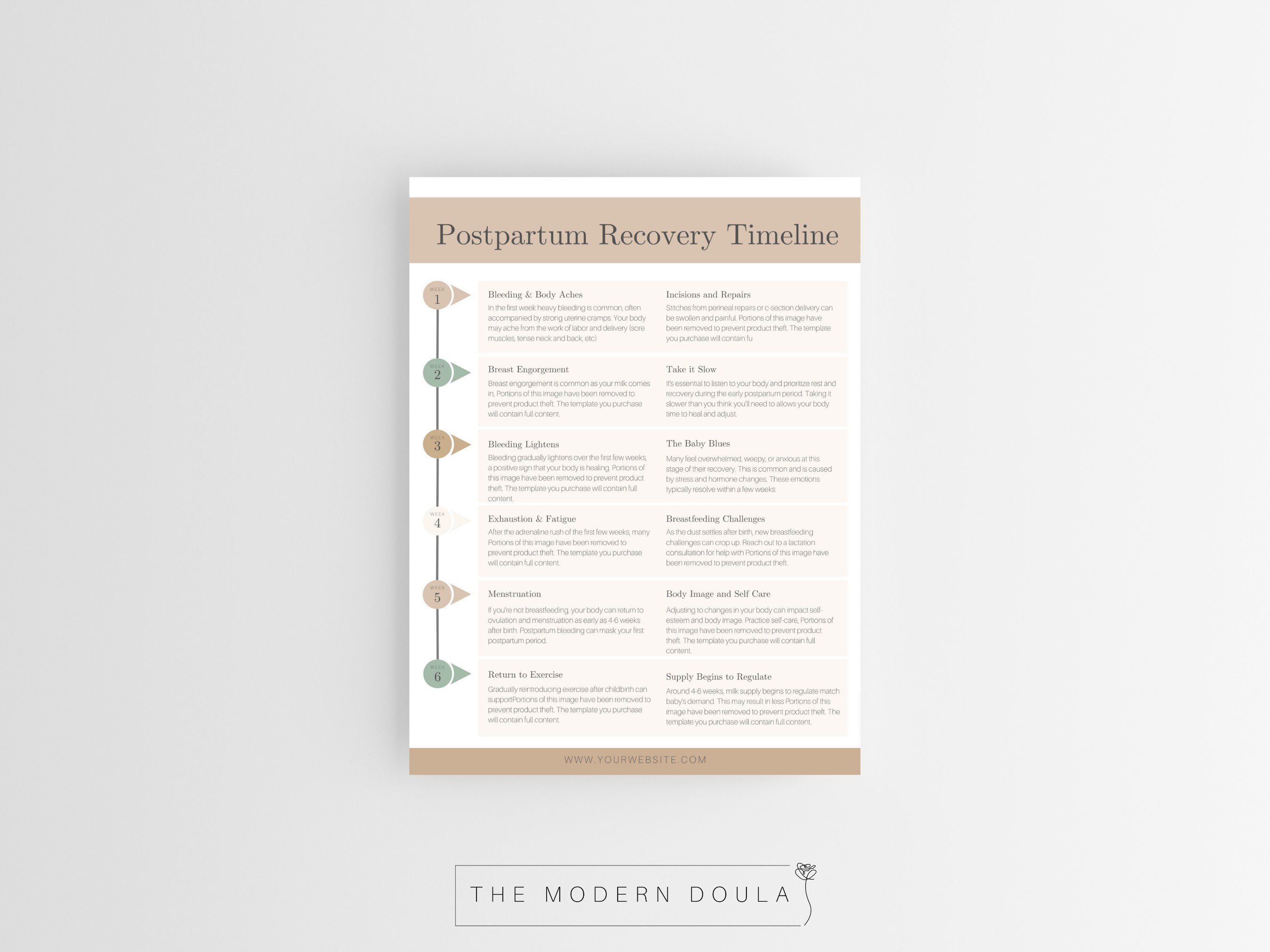 Postpartum Recovery Timeline Client Handout, Postpartum Warning Signs ...