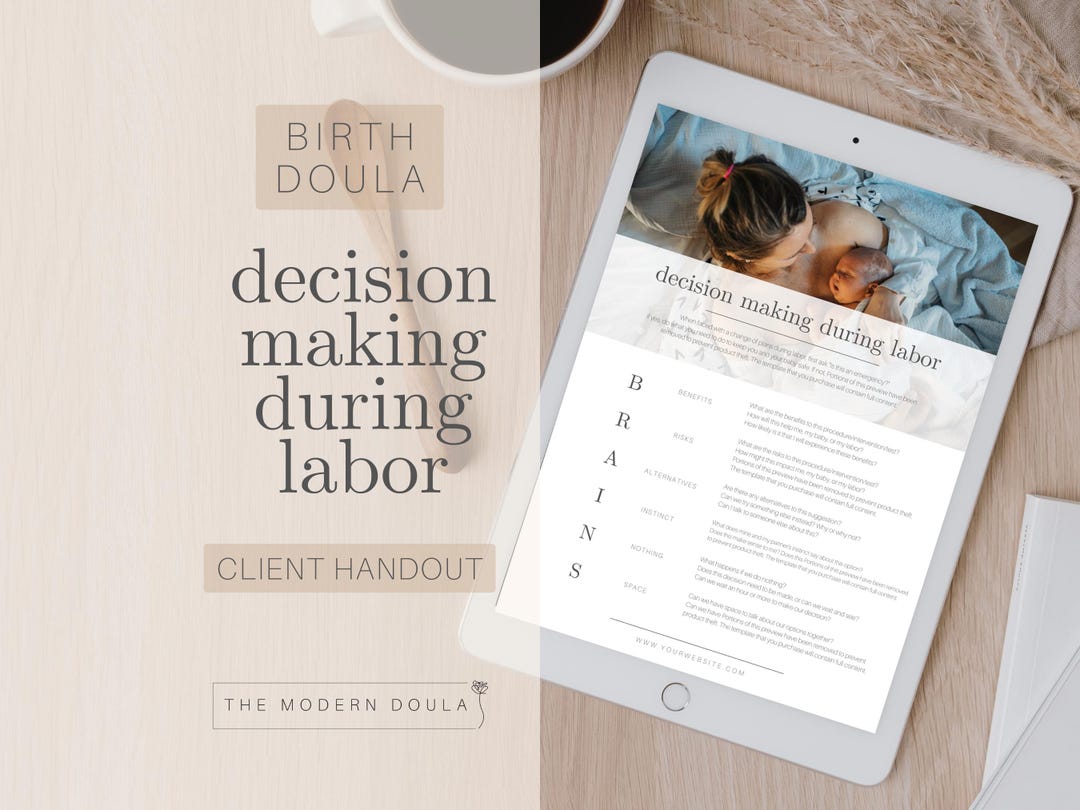 Decision Making During Labor Doula Handout, BRAINS Handouts, Printable ...