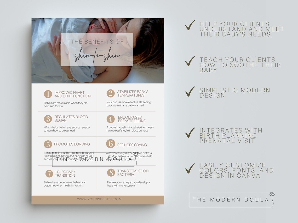 Editable Doula Handout Benefits of Skin to Skin Printable - Etsy