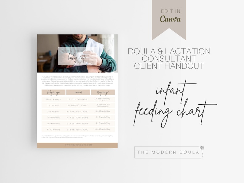 Infant Feeding Chart Client Handout Doula Resources Editable - Etsy