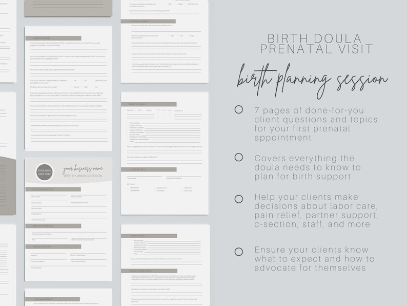 Birth Doula Prenatal Visits, Client Intake Forms, Doula Appointment ...