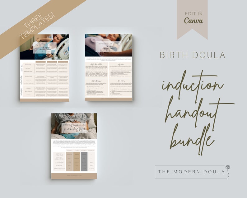 Induction Handout Bundle Doula Handout Templates Birth Doula - Etsy