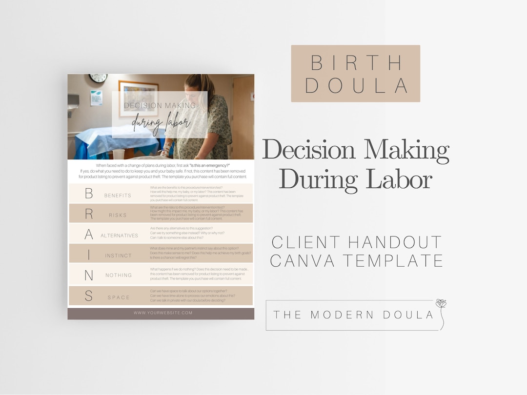 Doula Handout, Doula Prenatal Forms, Decision Making During Labor ...