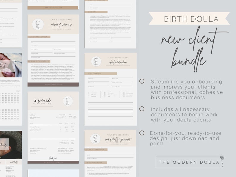 New Client Bundle for Birth Doulas Client Intake Forms New - Etsy