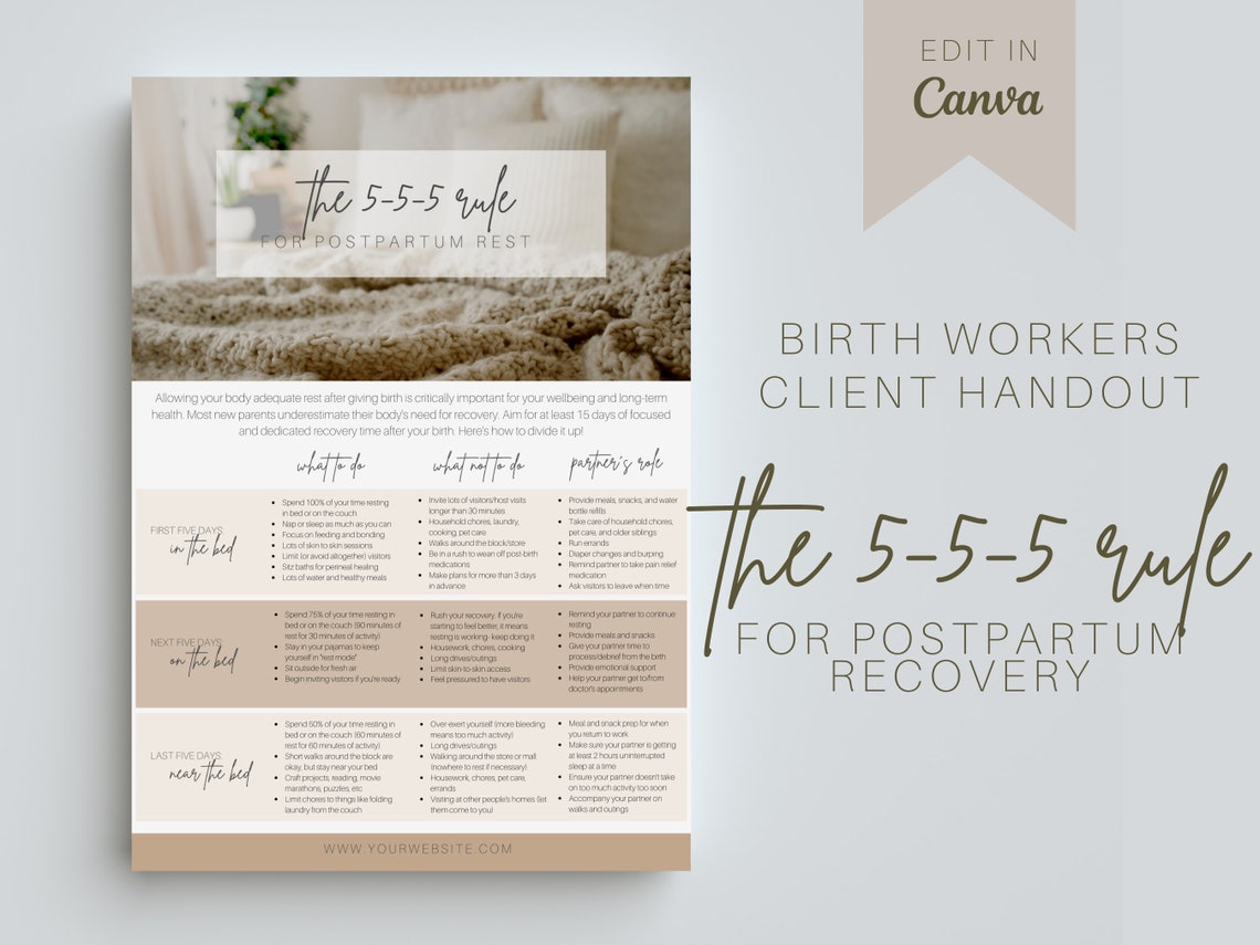 Postpartum Planning Handout Doula Handout Doula Forms 5-5-5 - Etsy