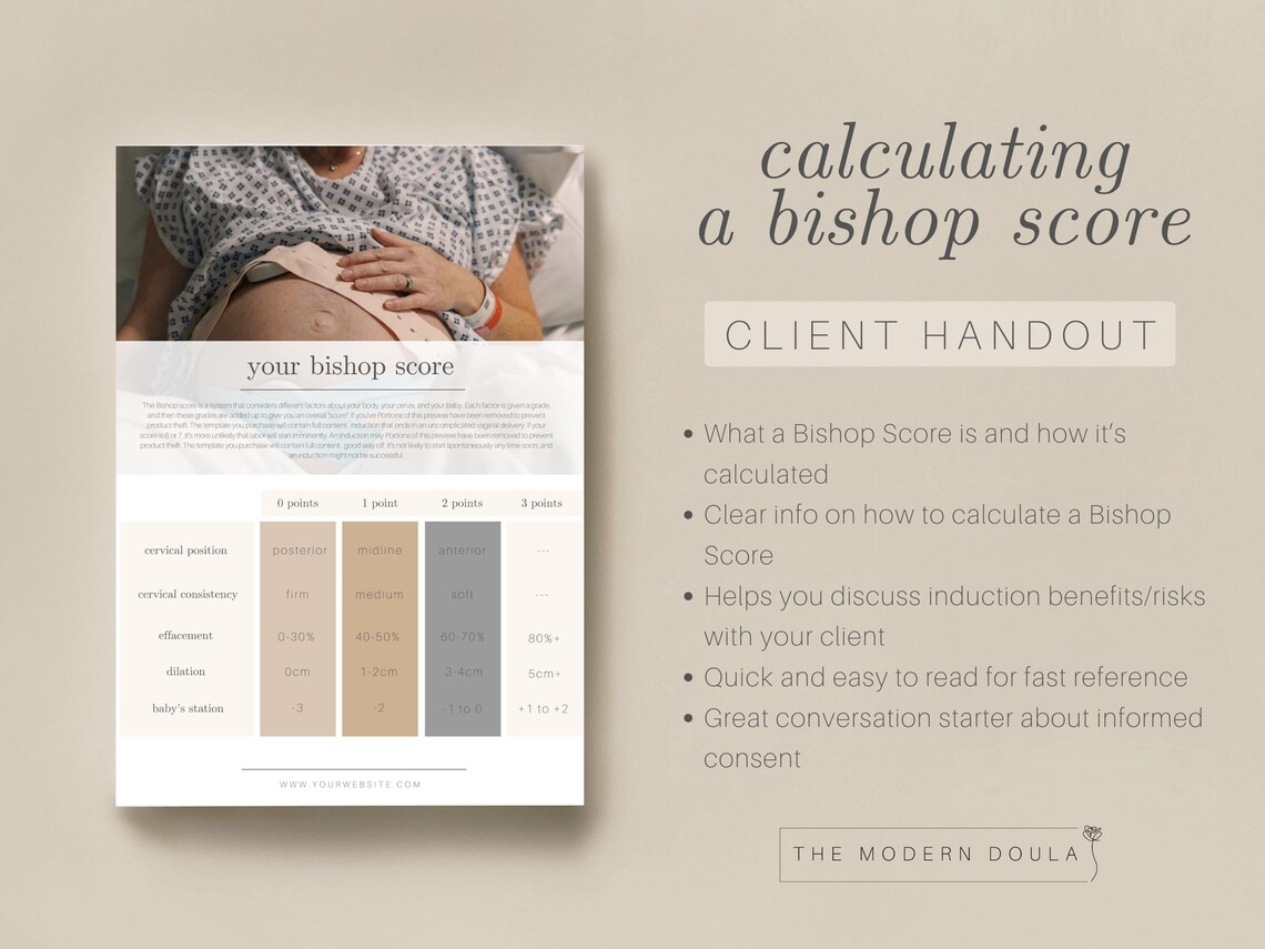 Bishop Score Calculation Doula Handout, Birth Doula Handout Template ...