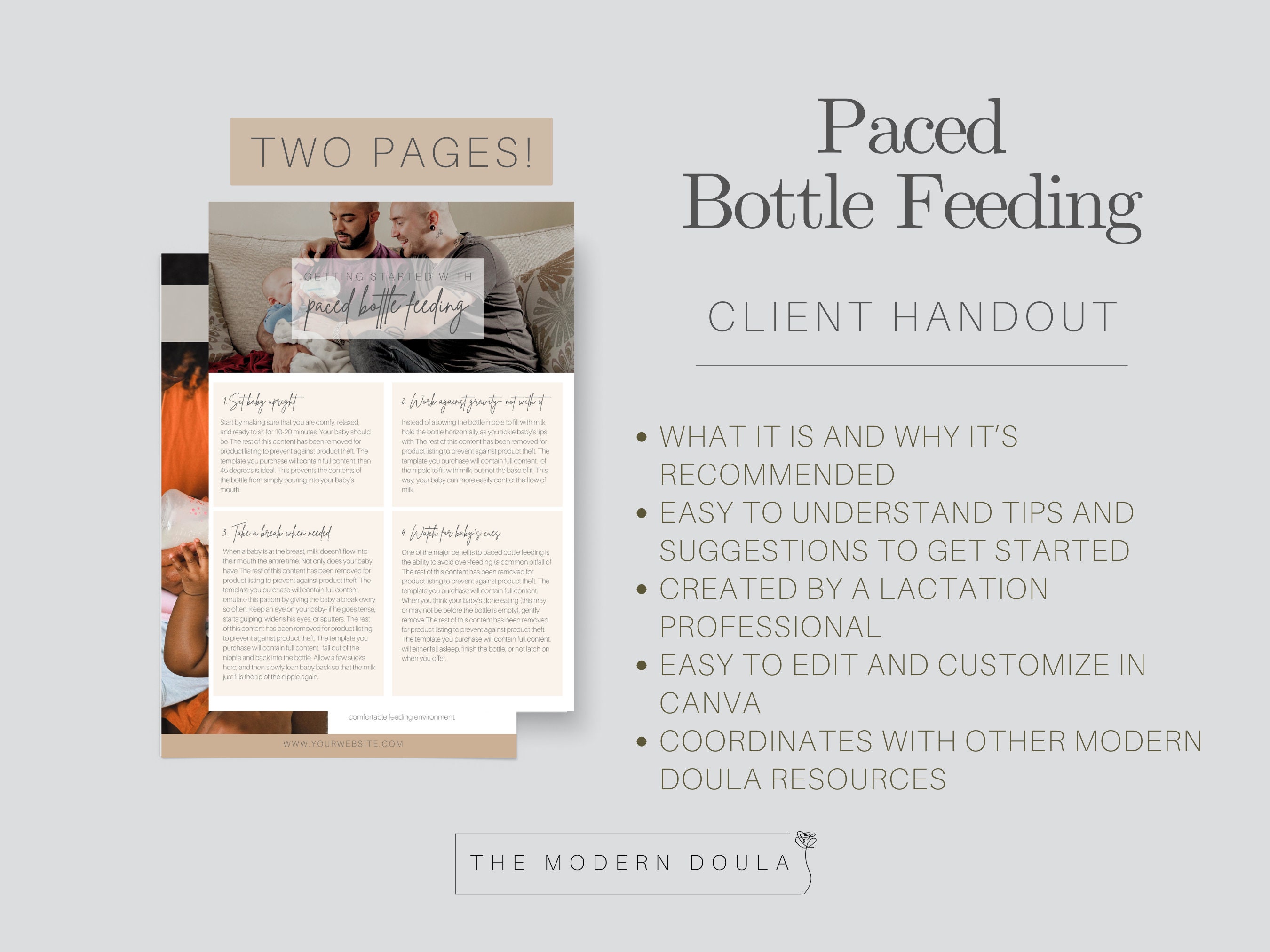 Paced Bottle Feeding Doula Handout, Lactation Consultant Handouts ...