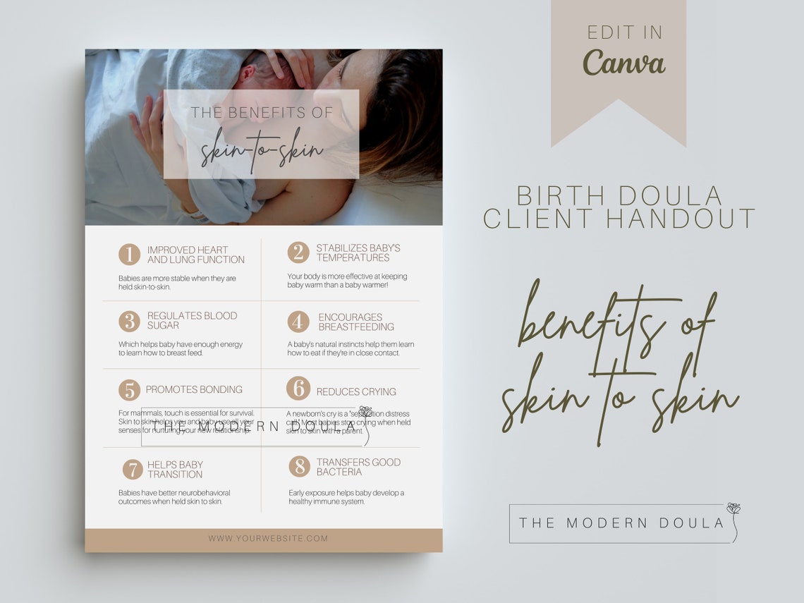 Editable Doula Handout Benefits of Skin to Skin Printable - Etsy