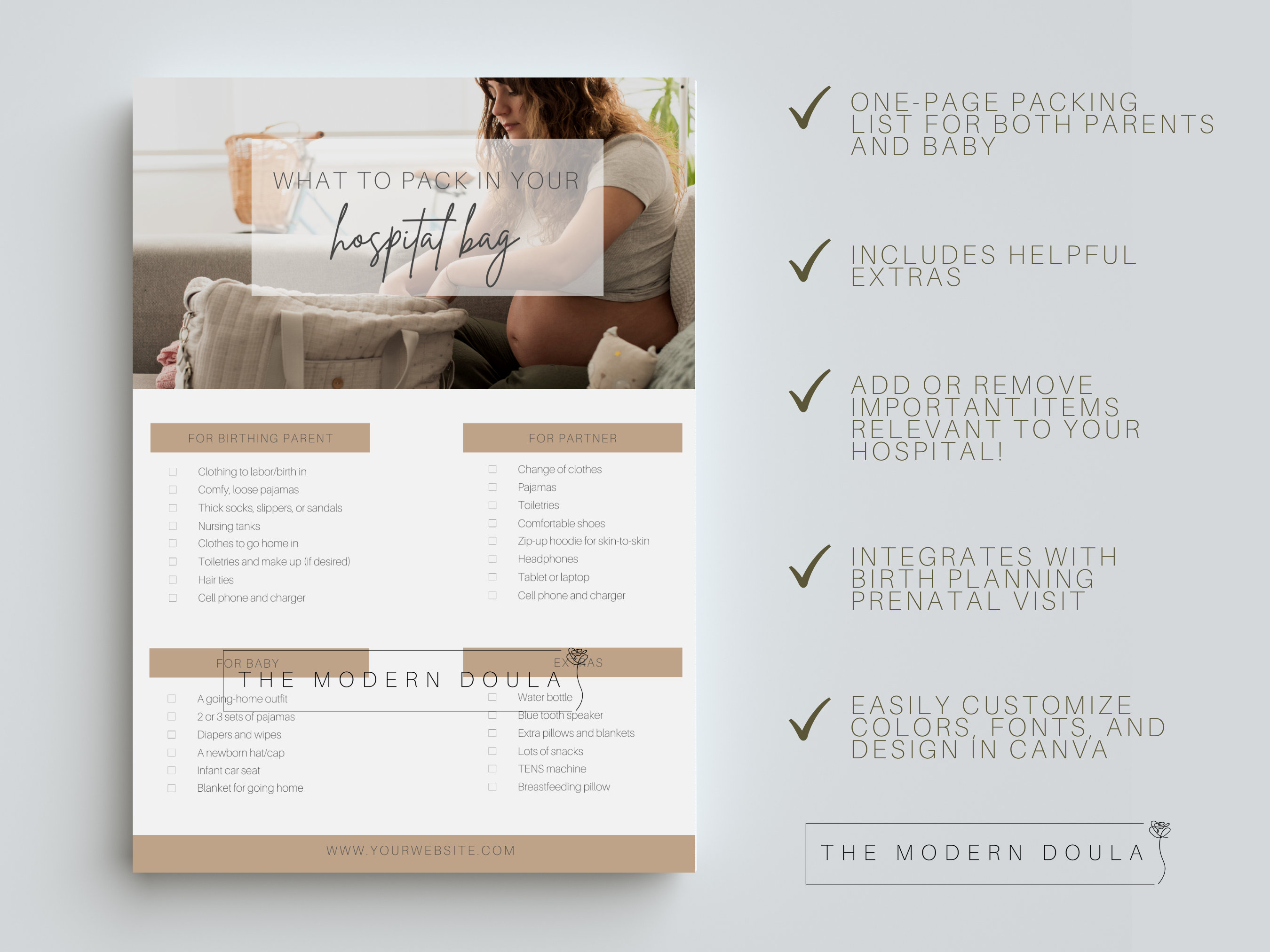 Hospital Bag Packing List Editable Birth Bag Packing List - Etsy