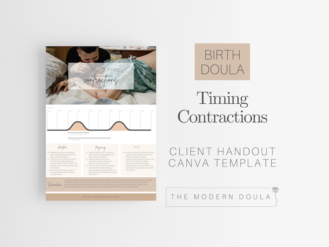 Timing Contractions Handout, Birth Doula Client Handout, Doula Forms ...