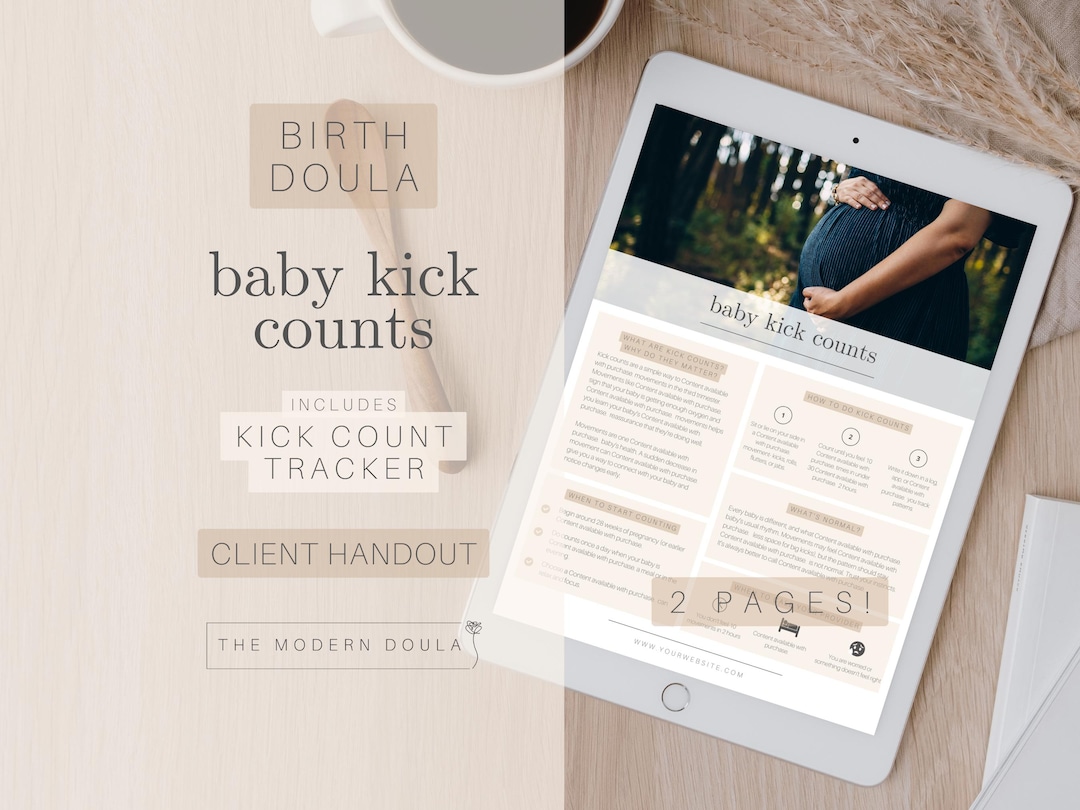 Baby Kick Count Chart, Fetal Kick Count, Birth Doula Handouts, Doula ...
