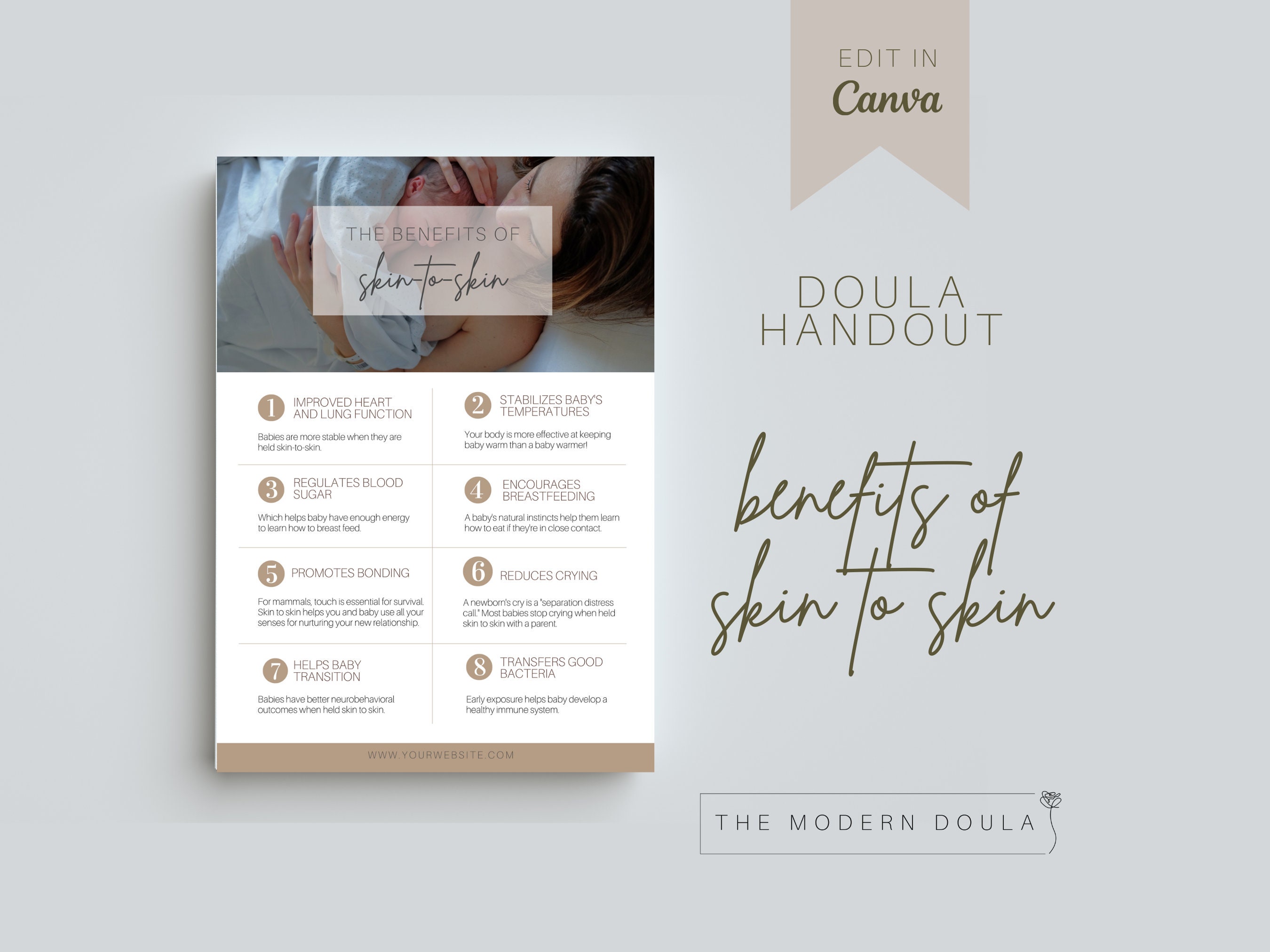 Editable Doula Handout, Benefits of Skin to Skin Printable, Handouts ...