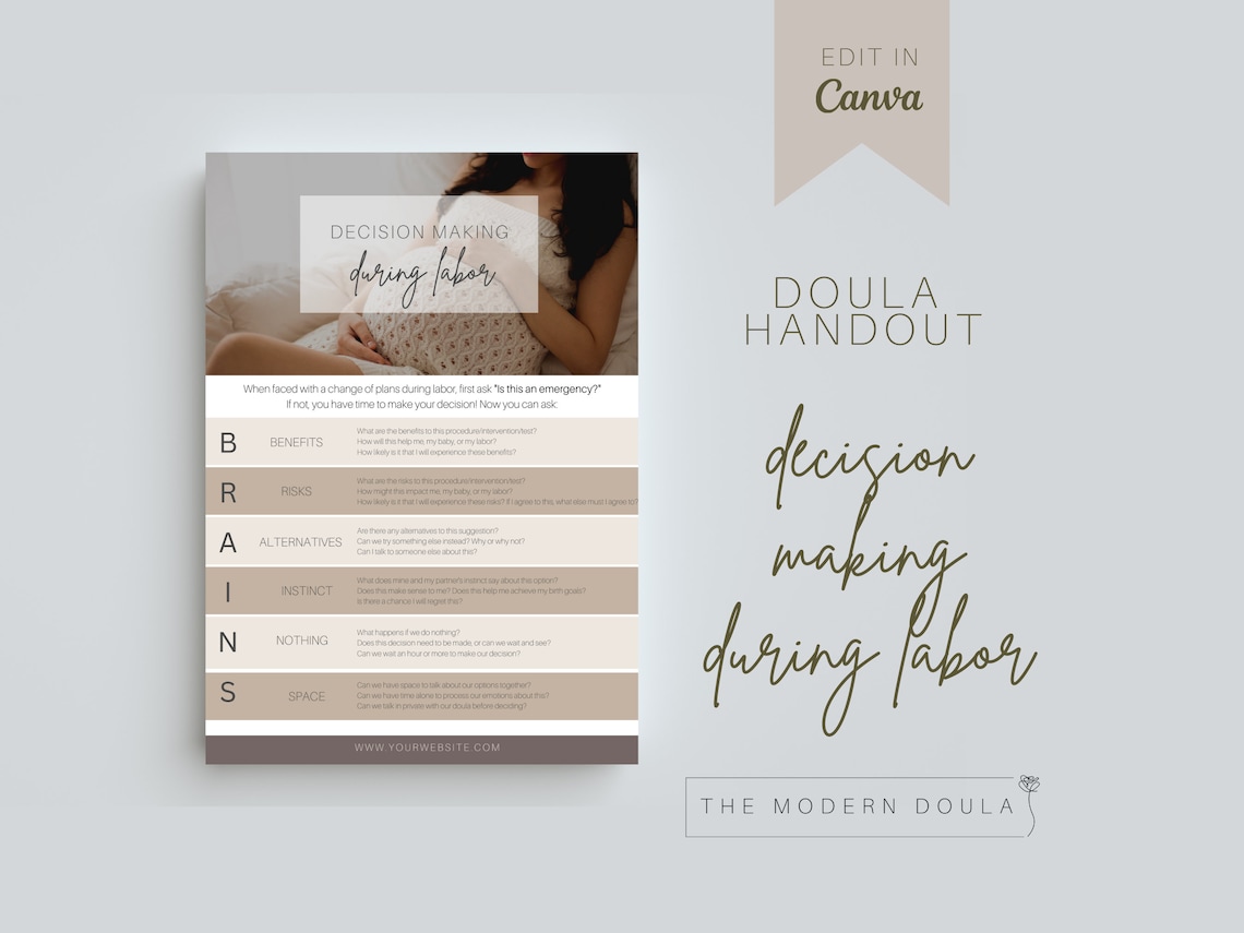 Doula Handout Doula Prenatal Forms Decision Making During - Etsy