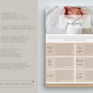 Safe Sleep Guidelines Handout Postpartum Doula Client - Etsy