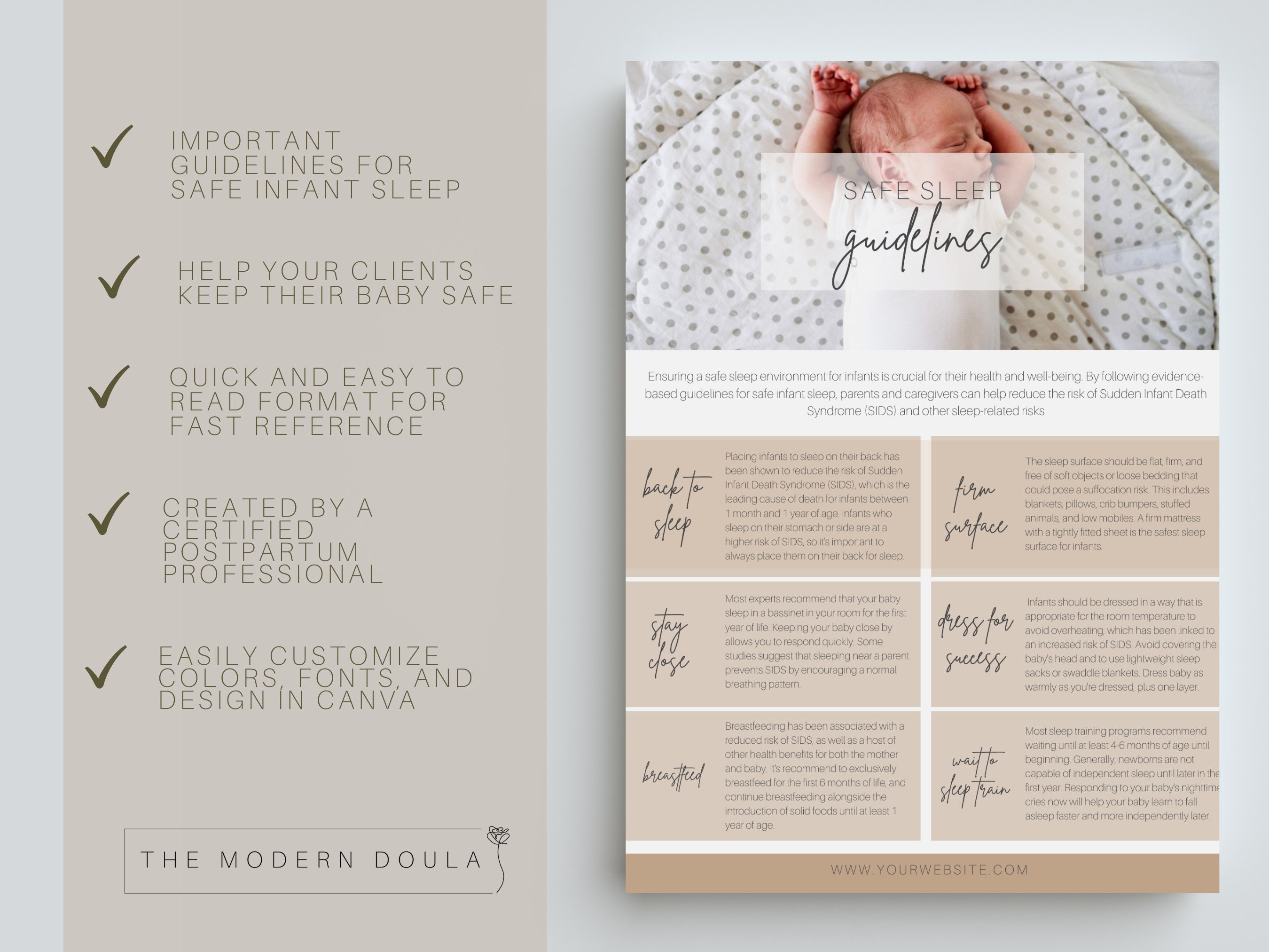 Safe Sleep Guidelines Handout Postpartum Doula Client - Etsy