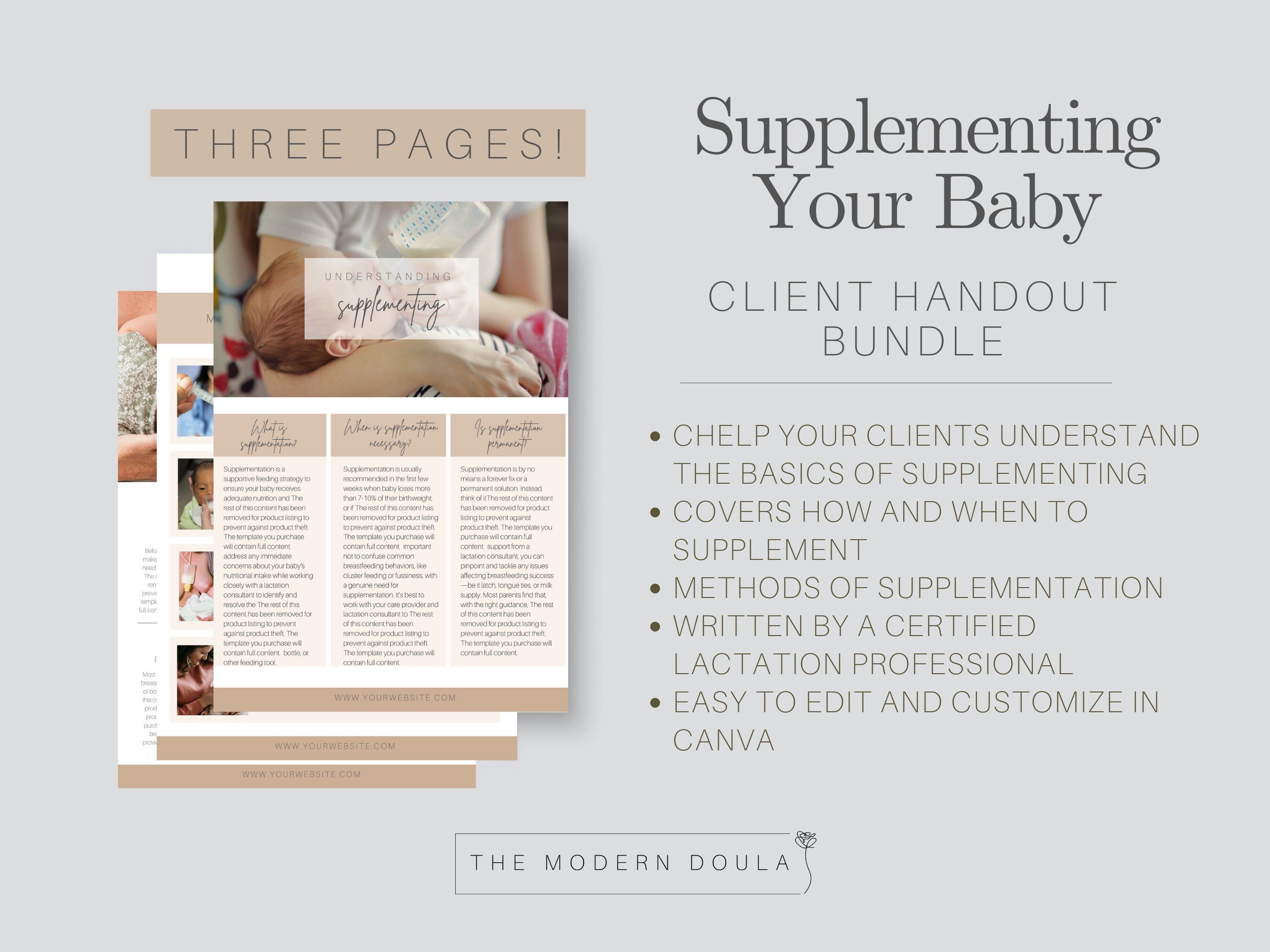 Understanding Supplementing Handout Bundle, Doula Client Forms ...