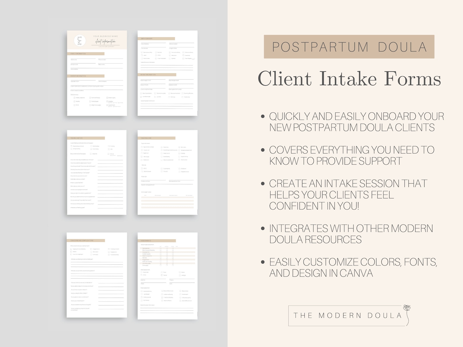 Postpartum Doula Client Intake Forms, Postpartum Doula Business Forms ...