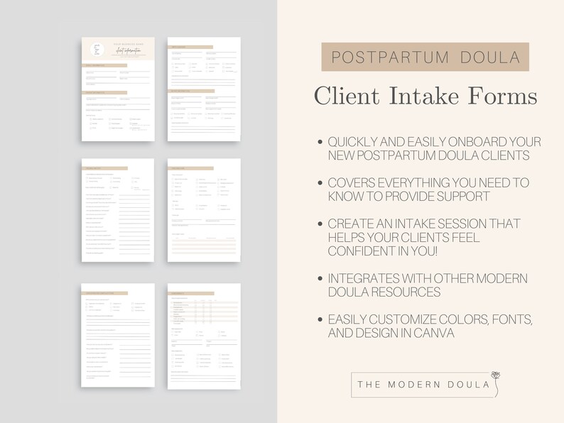 Postpartum Doula Client Intake Forms, Postpartum Doula Business Forms ...