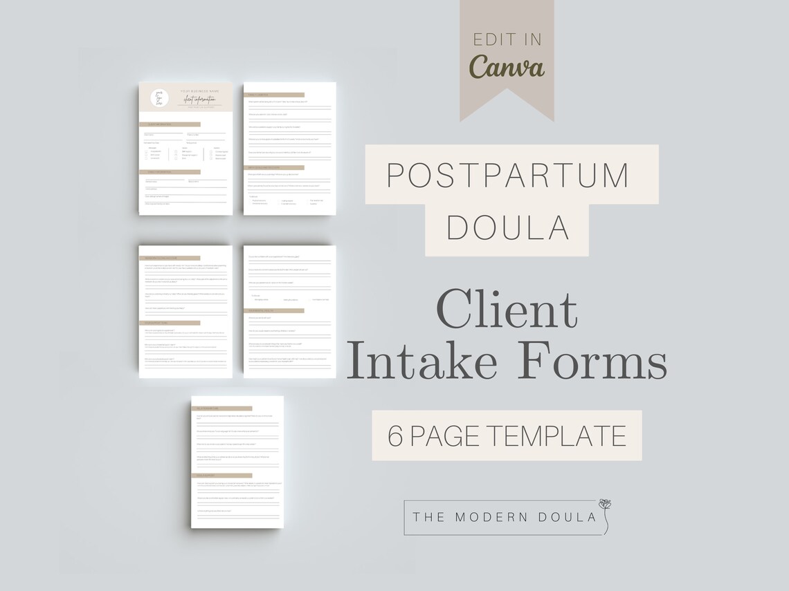 Postpartum Doula Client Intake Forms, Postpartum Doula Business Forms ...