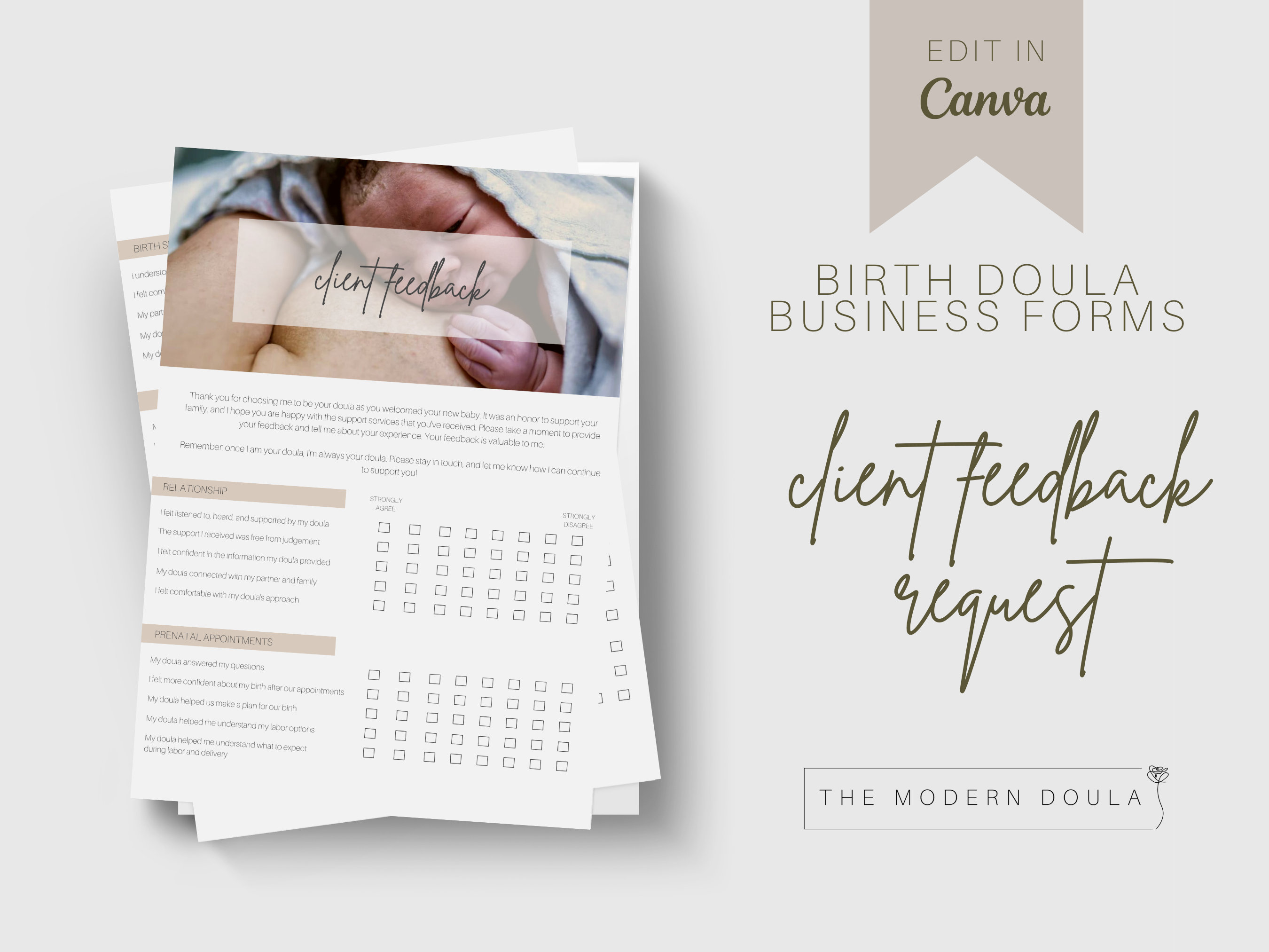 Client Feedback Form Birth Doula Client Forms Client Review - Etsy