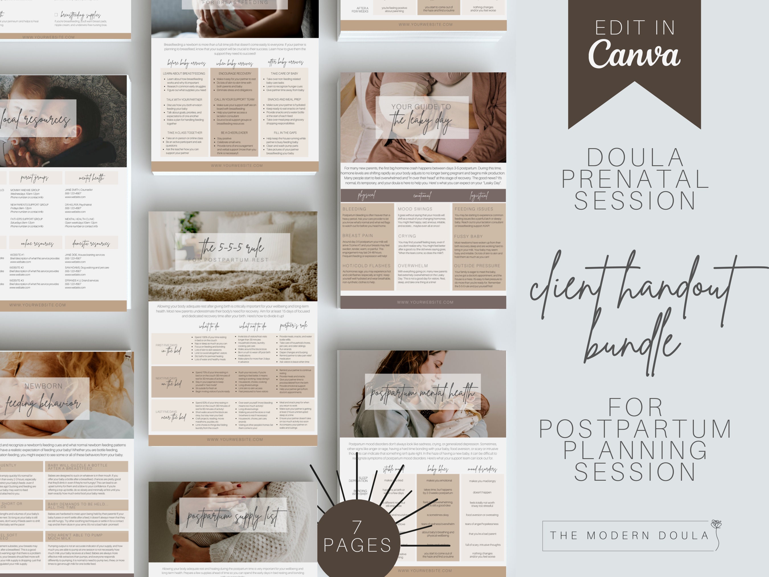 Doula Handouts Editable Birth Doula Handouts Postpartum - Etsy