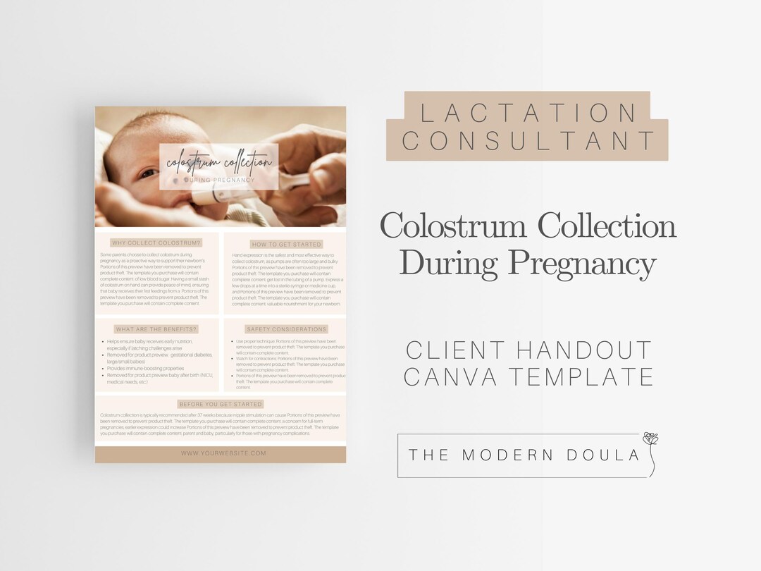 Colostrum Collection Handout, Lactation Consultant Handouts, IBCLC Forms, Breastfeeding ...
