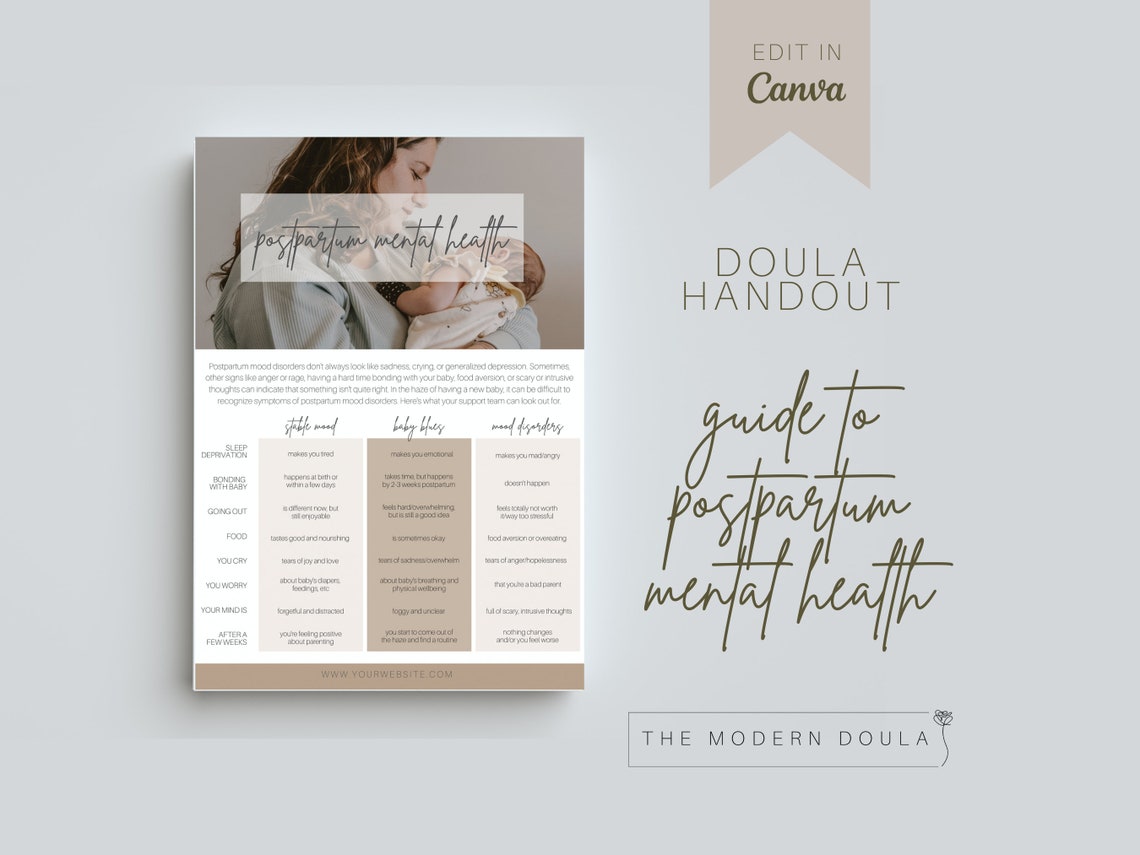 Postpartum Mental Health Handout Doula Handout Postpartum - Etsy
