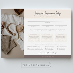 New Baby Door Sign Template Postpartum Visiting Guidelines - Etsy