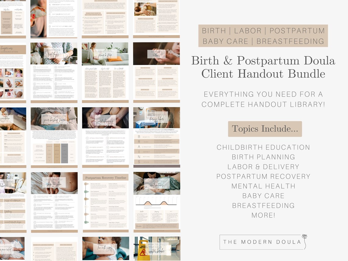 Birth Doula Handout Bundle, Postpartum Doula Client Files, Lactation ...