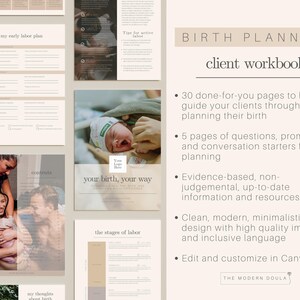 Birth Plan Client Workbook, Birth Doula Client Forms, Birth Plan Template, Childbirth Education ...