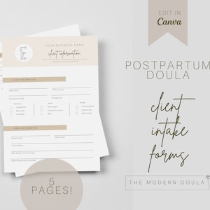 Postpartum Doula Client Intake Forms Postpartum Doula - Etsy
