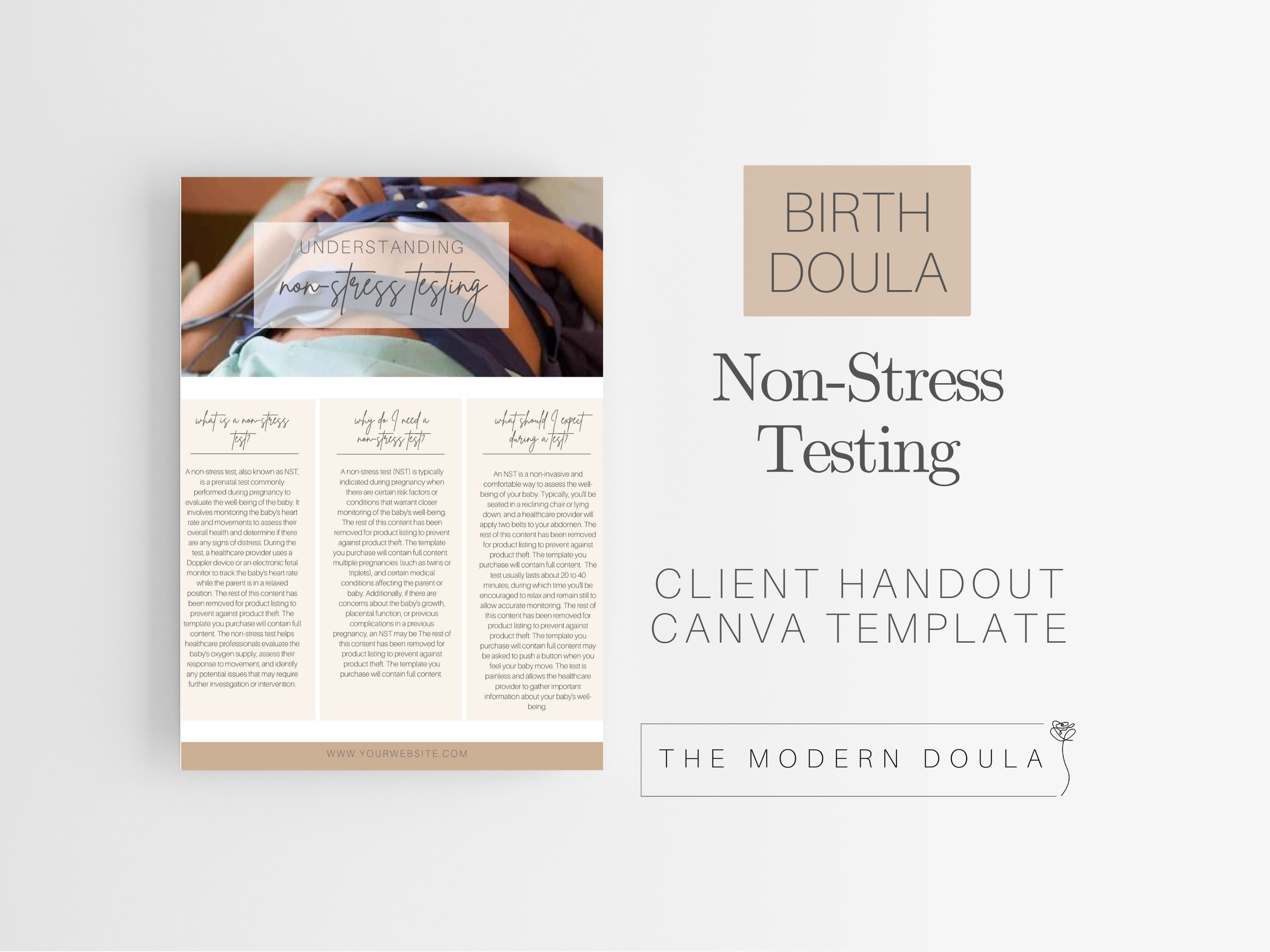 Non-stress Test Doula Handout, Birth Doula Client Handout Template ...