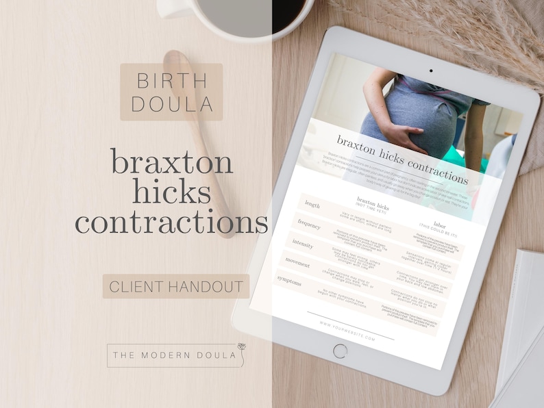 Contraction Handout, Birth Doula Client Handouts, Braxton Hicks Vs ...