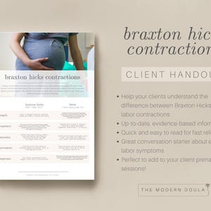 Contraction Handout, Birth Doula Client Handouts, Braxton Hicks Vs ...