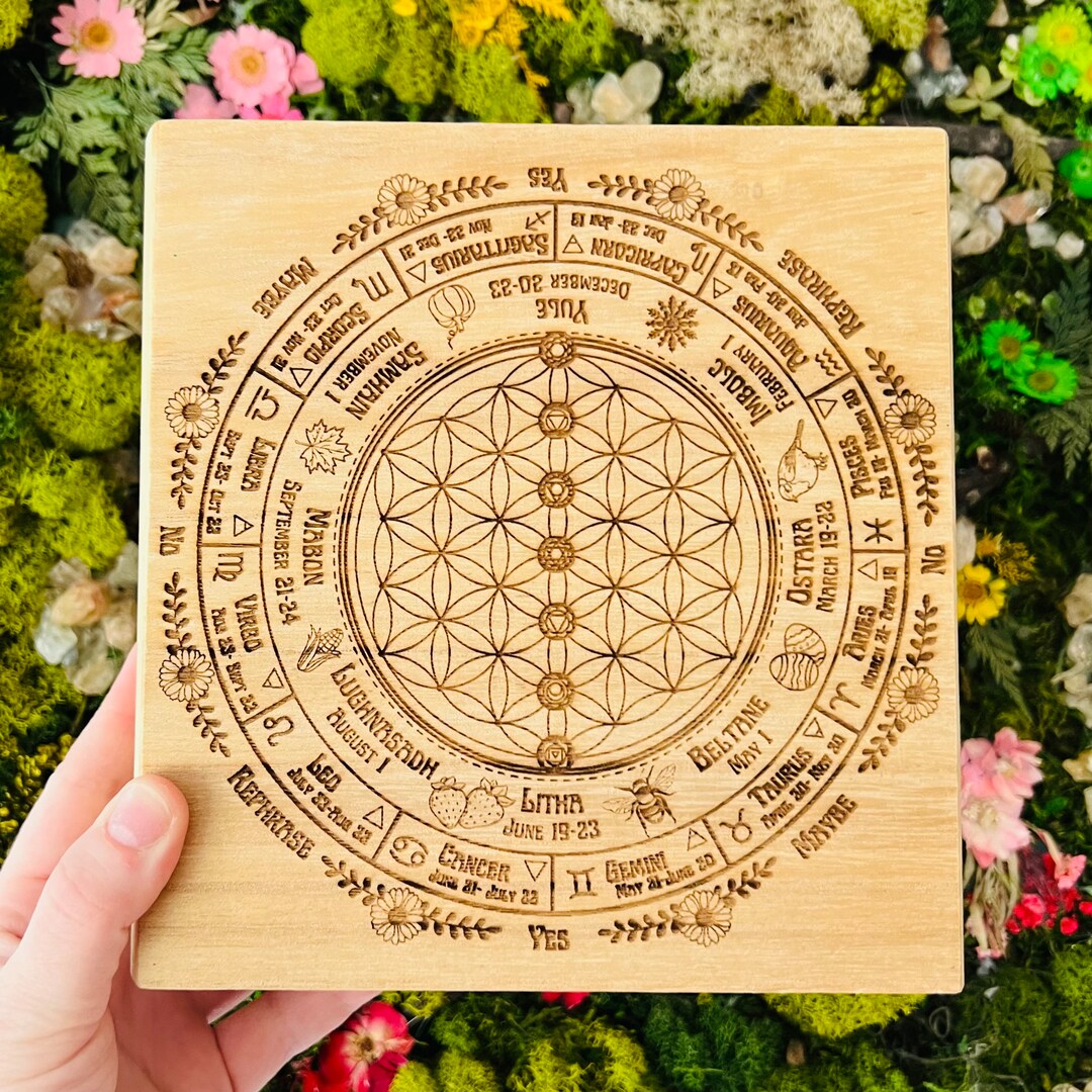 Wooden Chakra Crystal Healing Pendulum All-in-one Keepsake Storage Box ...