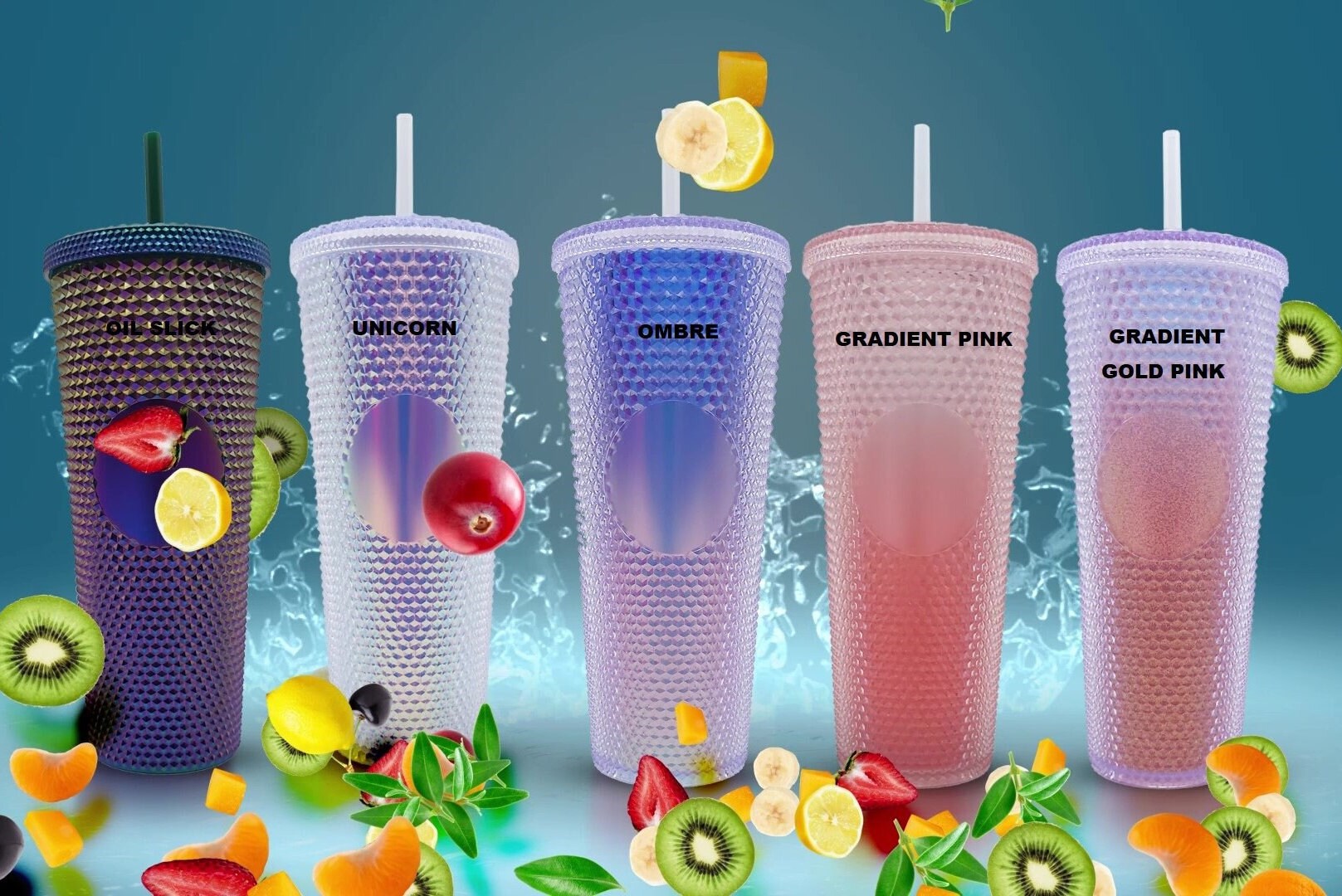 Studded Tumblers With Lids and Straws | Reusable Customizable Honeycomb ...