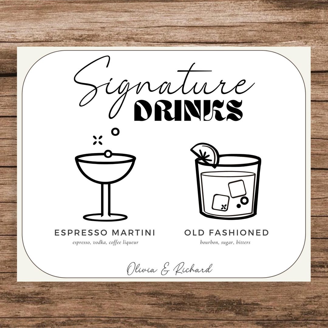 Retro Minimalist Cocktail Menu 8x10 - Etsy