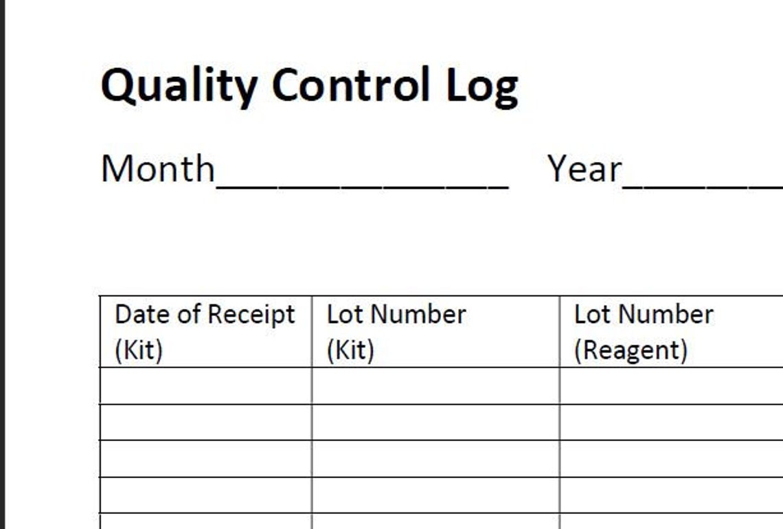QC - Quality Control Log - Etsy