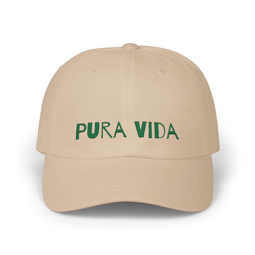 Pura Vida Embroidered Hat, Costa Rica Cap, Brown and Green Hat, Pura ...