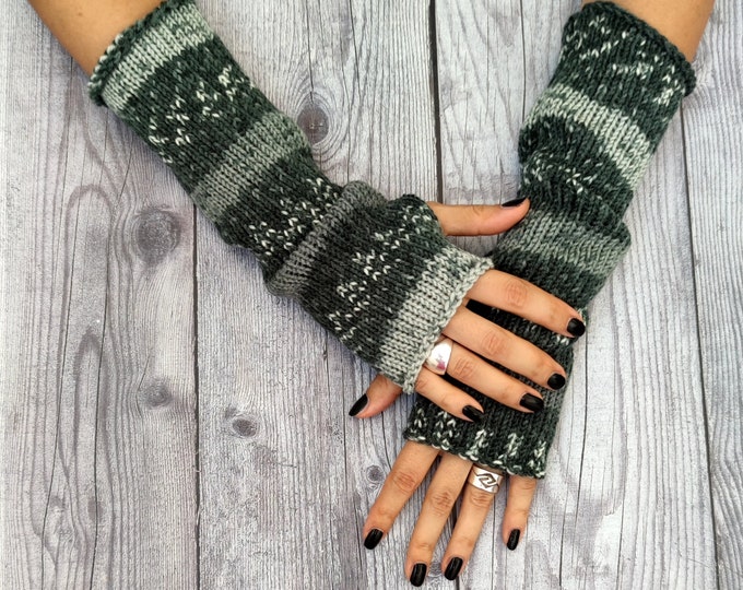 Long Fingerless Gloves Winter Accessories Fingerless Gloves Womens Wool ...
