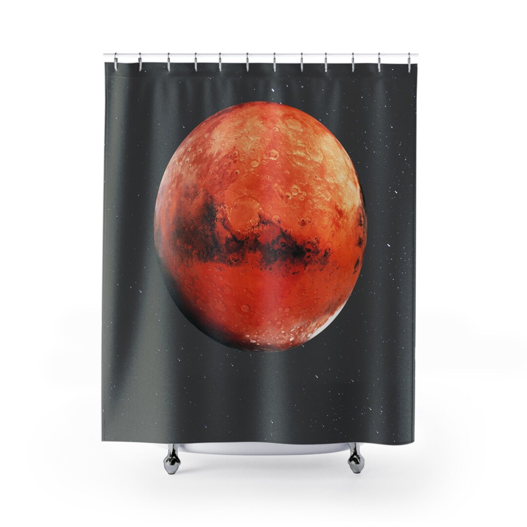 Mars Fabric Shower Curtain, Red Planet Polyester Fabric Drapery, Space ...