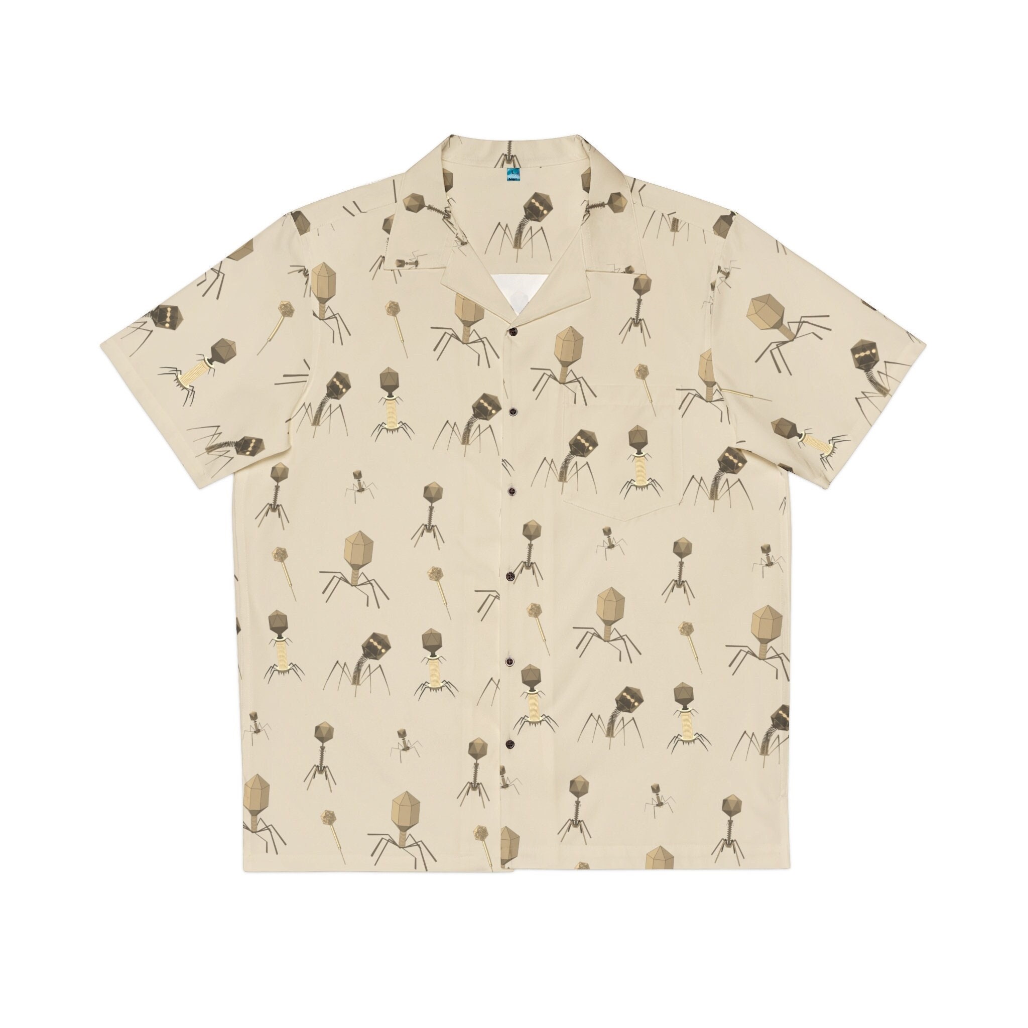 Phage Science Button up Hawaiian Shirt, Bacteriophage Pattern Button ...