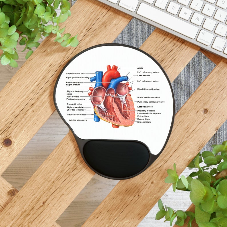 Anatomical Heart Mouse Pad With Wrist Rest; Nurse, Echo Tech, and ...
